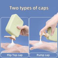 China 300ml Green Plastic Square Shampoo and Conditioner Bottle Custom Cosmetic Plastic Bottle with Flip top cap for sale