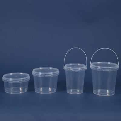 China 450ml-900ml Transparent Plastic Food Storage Buckets With Lids Fruit Bucket for sale