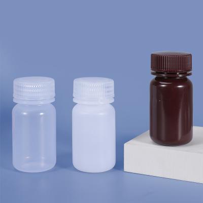 China 60ml Wide Neck Reagent Bottles Hot Sale Translucent Brown Polypropylene PP Plastic Bottles Lab Grade for sale