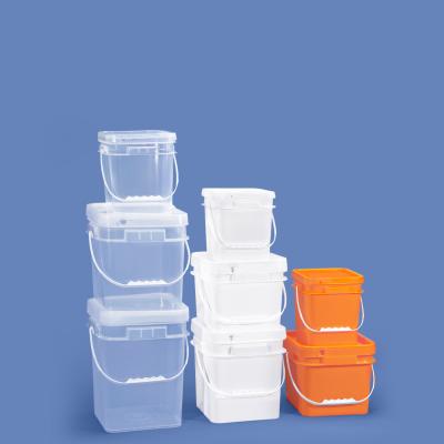 China 16L White Transparent Orange PP Square Bucket Plastic Container 16 Litre ODM OEM for sale