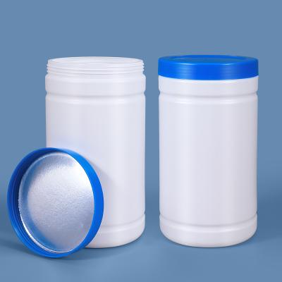 China 2L White HDPE Plastic Jar with Blue Screw Lid Seal Container Food Grade Material for Storage without Leakage for sale