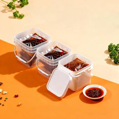 China Premium Clear Square Plastic Bucket for Sauce Packet Bucket for Seasoner Container for sale