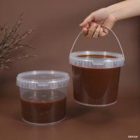 China Premium Clear Round Plastic Bucket Seal Bucket with Lid and Handle for Sauce Packet Bucket for Seasoner Container for sale