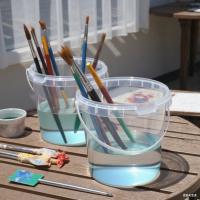 China Durable 5L Clear Plastic Buckets Art Supplies Washing Cup with Smooth Carry Handle Plastic Brush & Pen Washing Pot for sale