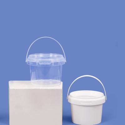 China Customized 300ml Mini Plastic Bucket Clear Round Food Grade Bucket for Bulk Candy Popcorn Cookie Food Storage With Lid Handle for sale