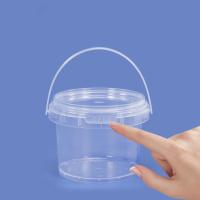 China Customized 300ml Mini Plastic Bucket Clear Round Food Grade Bucket for Bulk Candy Popcorn Cookie Food Storage With Lid Handle for sale
