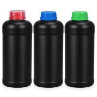 China Wholesale Customized Black 250ml~1L Plastic HDPE Empty Round Plastic Bottle for Chemical Liquid for sale