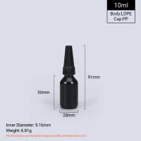 China Factory Wholesale Black HDPE Liquid Super Glue Medicine Bottle Squeeze Dropper Anti-corrosion Screen Printing Surface Treatment for sale