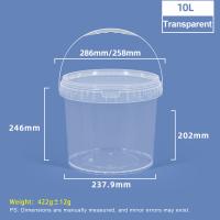 China Customized 10L Plastic Bucket Clear Round Food Grade Bucket for Bulk Candy Popcorn Cookie Food Storage With Lid Handle for sale