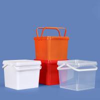 China 5L Plastic Square Bucket With Dual Handle and Lid Food Grade PP Container for sale
