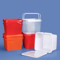 China Custom 5L PP Square Bucket With Dual Handles and Lid Food Grade Plastic Storage Container for sale