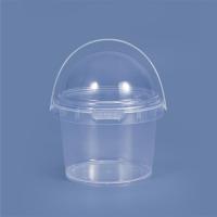 China 500ml 750ml 1L Clear Customized Plastic Bucket Food Grade Bucket With Hemispherical Dome Cover and Handle for Popcorn Cream Cake for sale