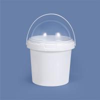 China 500ml 750ml 1L Clear Customized Plastic Bucket Food Grade Bucket With Hemispherical Dome Cover and Handle for Popcorn Cream Cake for sale