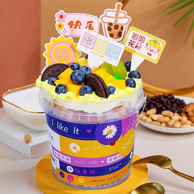 China 500ml 750ml 1L Clear Customized Plastic Bucket Food Grade Bucket With Hemispherical Dome Cover and Handle for Popcorn Cream Cake for sale