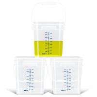 China Wholesale 4L 10L 16L Clear PP Graduated Bucket Eco Friendly Thickened Empty Plastic Square Bucket With Scale Line for Chemical Liquids for sale