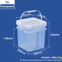 China Wholesale 4L 10L 16L Clear PP Graduated Bucket Eco Friendly Thickened Empty Plastic Square Bucket With Scale Line for Chemical Liquids for sale