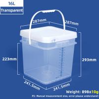 China Wholesale 4L 10L 16L Clear PP Graduated Bucket Eco Friendly Thickened Empty Plastic Square Bucket With Scale Line for Chemical Liquids for sale