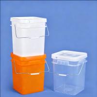 China Customized Printing Colorful Square Plastic Bucket Food Grade PP Material Bucket for Paint Barrels with Plastic or Metal Handle for sale