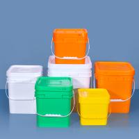China Customized Printing Colorful Square Plastic Bucket Food Grade PP Material Bucket for Paint Barrels with Plastic or Metal Handle for sale