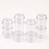 China Custom Clear PET Plastic Cup with Flat or Dome Lid Cold Drink Milk Tea Water Wine Beverage Packaging Use Bulk for sale