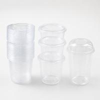 China Custom Clear PET Plastic Cup with Flat or Dome Lid Cold Drink Milk Tea Water Wine Beverage Packaging Use Bulk for sale