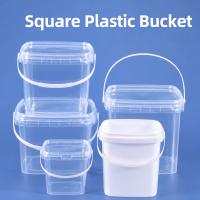 China Heavy Duty Food Grade Square Plastic Bucket with Lid and Handle for Beverage Fruit Storage Leakproof Freezer Safe Packaging Tub for sale