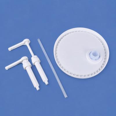 China 30cc Plastic Bucket Dosing Pump for Spout Lid PP Pump Head with Cuttable PE Tube for Liquid Pails for sale