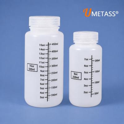 China Durable HDPE Wide Mouth Sample Bottle 8oz 16oz Bottles with Tight Sealing PP Lid for Laboratory Chemical Storage for sale