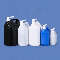 China Reusable HDPE Jerry Can with Pump Dispenser Cap 1L 2L 5L Square Container for Detergent Cosmetic Food Packaging for sale
