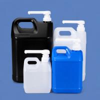 China Reusable HDPE Jerry Can with Pump Dispenser Cap 1L 2L 5L Square Container for Detergent Cosmetic Food Packaging for sale