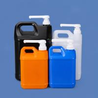 China Reusable HDPE Jerry Can with Pump Dispenser Cap 1L 2L 5L Square Container for Detergent Cosmetic Food Packaging for sale