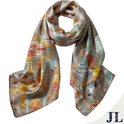 China Mulberry Silk Ladies Neckerchief Scarves Lightweight Luxury Silk Scarf for sale