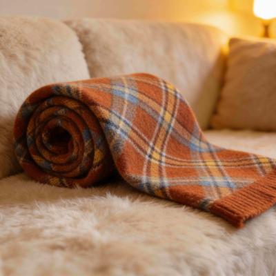 China Silk Wool Plaid Tassel Scarf Customized Extra Long Scarf Wrap for sale