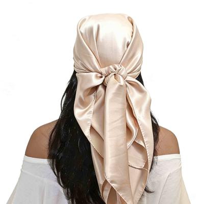 China Silk Like Satin Neck Scarf Square Bandanas Hair Wraps Scarf For Sleeping for sale