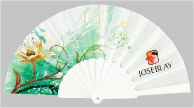 China Custom 23cm Folding Hand Fan Plastic Ribs Full Color Printed Fabric Promotional Gift for sale