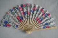 China 21cm Folding Hand Fans / Foldable Fan With Print Silk Fabric for sale