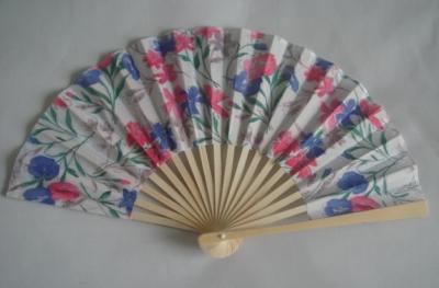 China 21cm Folding Hand Fans / Foldable Fan With Print Silk Fabric for sale