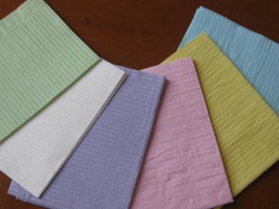 China Disposable Dental Bibs 33x45cm 2 Ply Woodpulp Paper with PE Film for sale