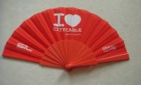 China 23cm Promotional Fabric Folding Fan with Plastic Ribs and Printed Fabric for Events for sale