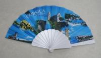 China Custom 23cm Folding Hand Fan Plastic Ribs Full Color Printed Fabric Promotional Gift for sale