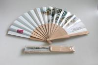 China 23cm Promotional Wooden Hand Fan with Natural Wood Ribs and Paper for sale