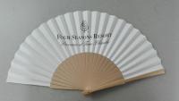 China 23cm Promotional Wooden Hand Fan with Natural Wood Ribs and Paper for sale