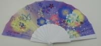 China 23cm Folding Plastic Hand Held Fans with Printed Fabric for Wedding Party Favors for sale