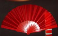 China Solid Color Fabric Personalized Folding Hand Fans With Plastic Handle for sale