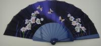 China Custom Printed Plastic Fabric Folding Hand Fan 23cm x 42cm Full Color Advertising for sale