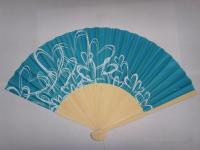 China Natural Bamboo Frame Hand Held Wedding Fans Foldable 21cm Silk  Printing for sale