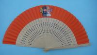 China 23cm Hand Held Folding Fan Natural Wooden Ribs Fabric Paper Cover Promotional Gift for sale