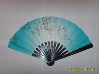 China 18cm Promotional Hand Fan Plastic Frame Double Sided Printed Paper 33cm Open for sale