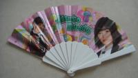 China 23cm Promotional hand fan , with plastic frame and paper both-side printed for sale