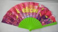 China 23cm Promotional Fabric Folding Fan with Plastic Ribs and Printed Fabric for Events for sale